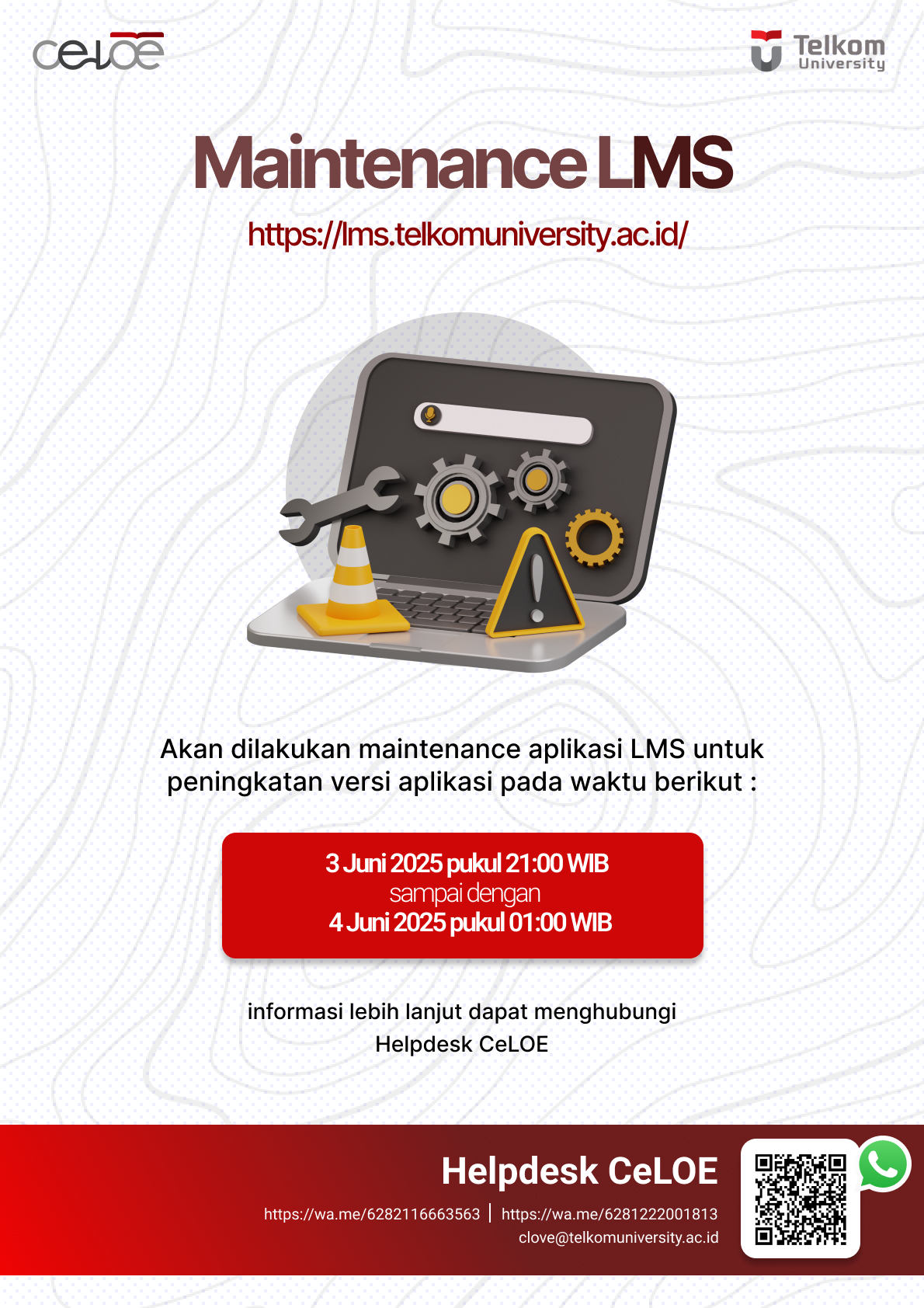 CeLOE LMS: Maintenance LMS (03 Juni 2025) Cancelled TBA | CeLOE LMS